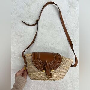 Bags | Chloe Marcie Raffia Rattan Shoulder Crossbody Bag Small Size ...